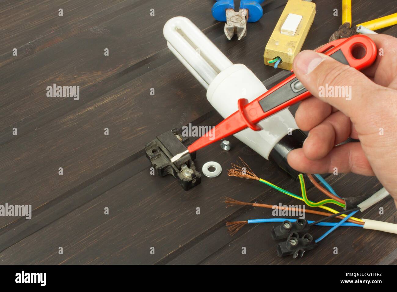 Clutter on the workbench. Tools, electronics repairman. Repair of ...