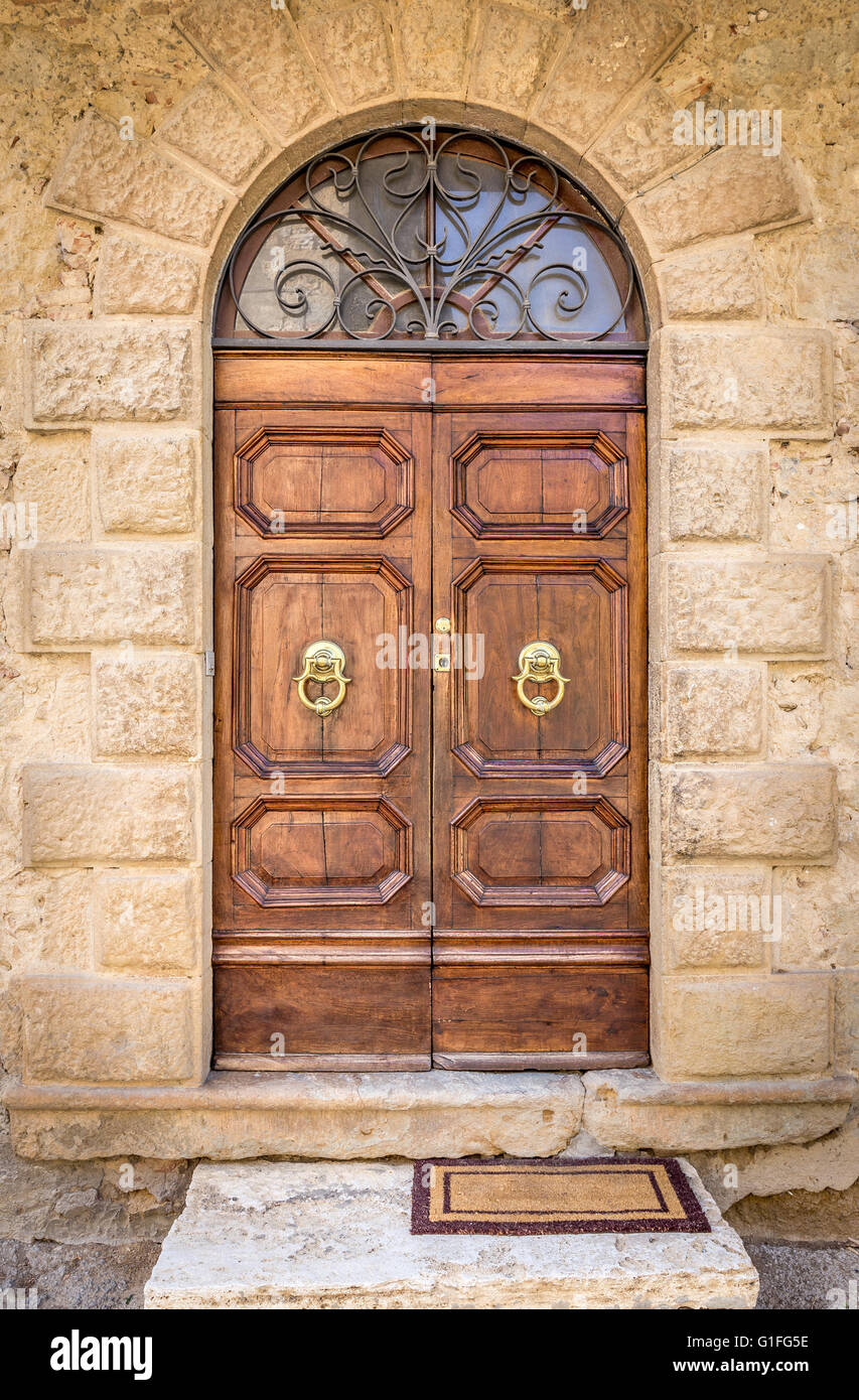 Beautiful vintage doors in tuscan Montisi village, Italy Stock Photo ...