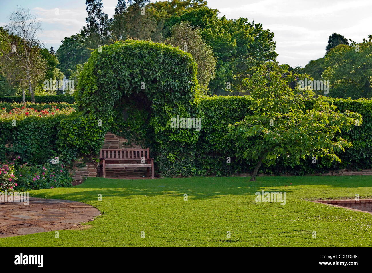 Romantic bench for repose in Emmarentia park, Johannesburg, South ...