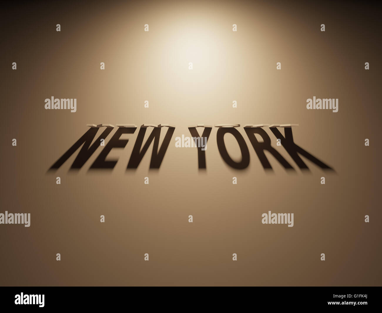 A 3D Rendering of the Shadow of an upside down text that reads New York ...