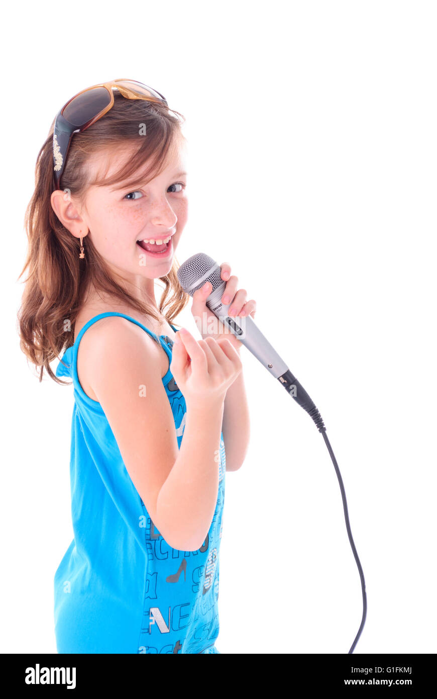 Girl is singing Stock Photo - Alamy