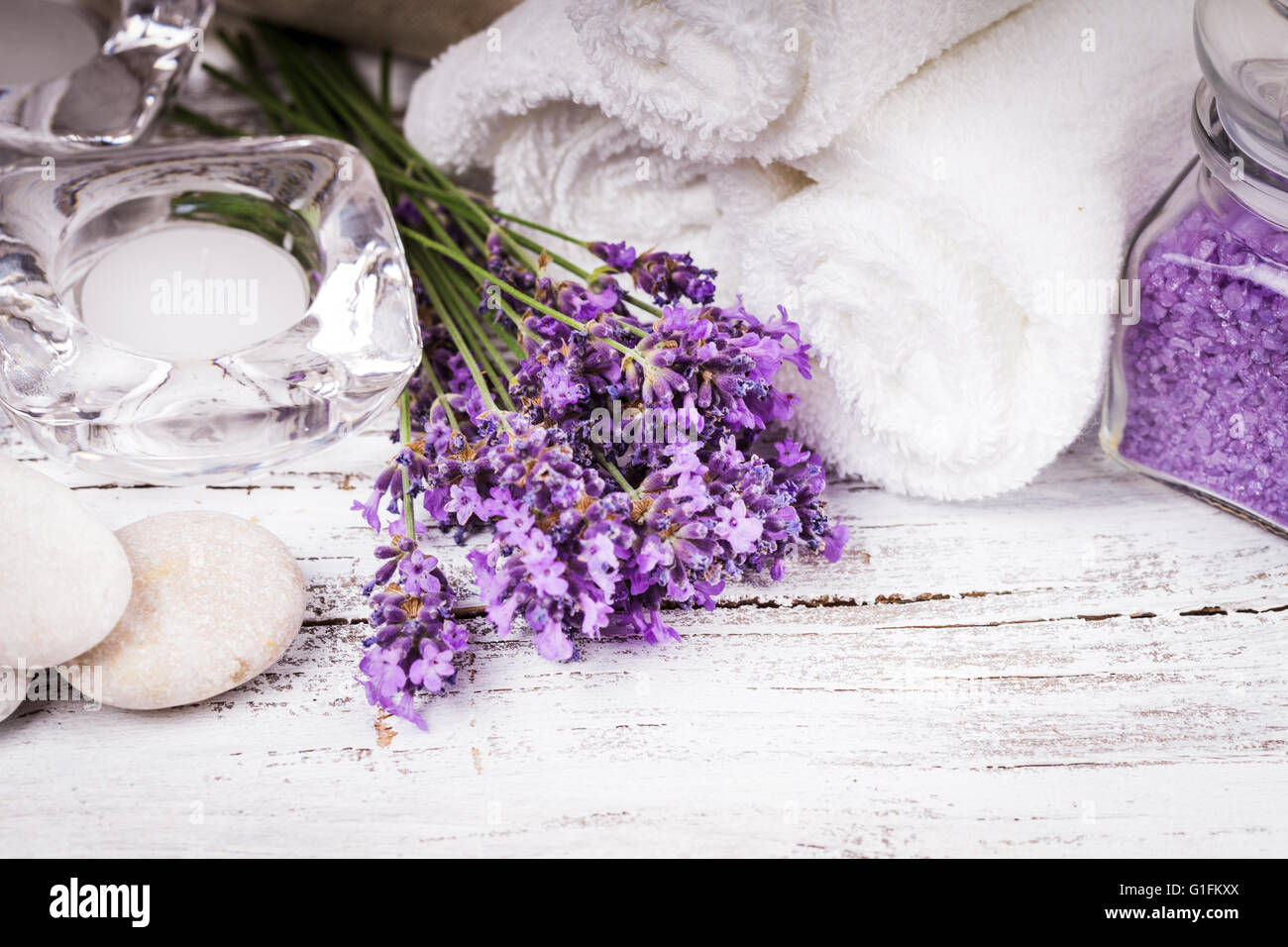 Spa with lavender Stock Photo - Alamy