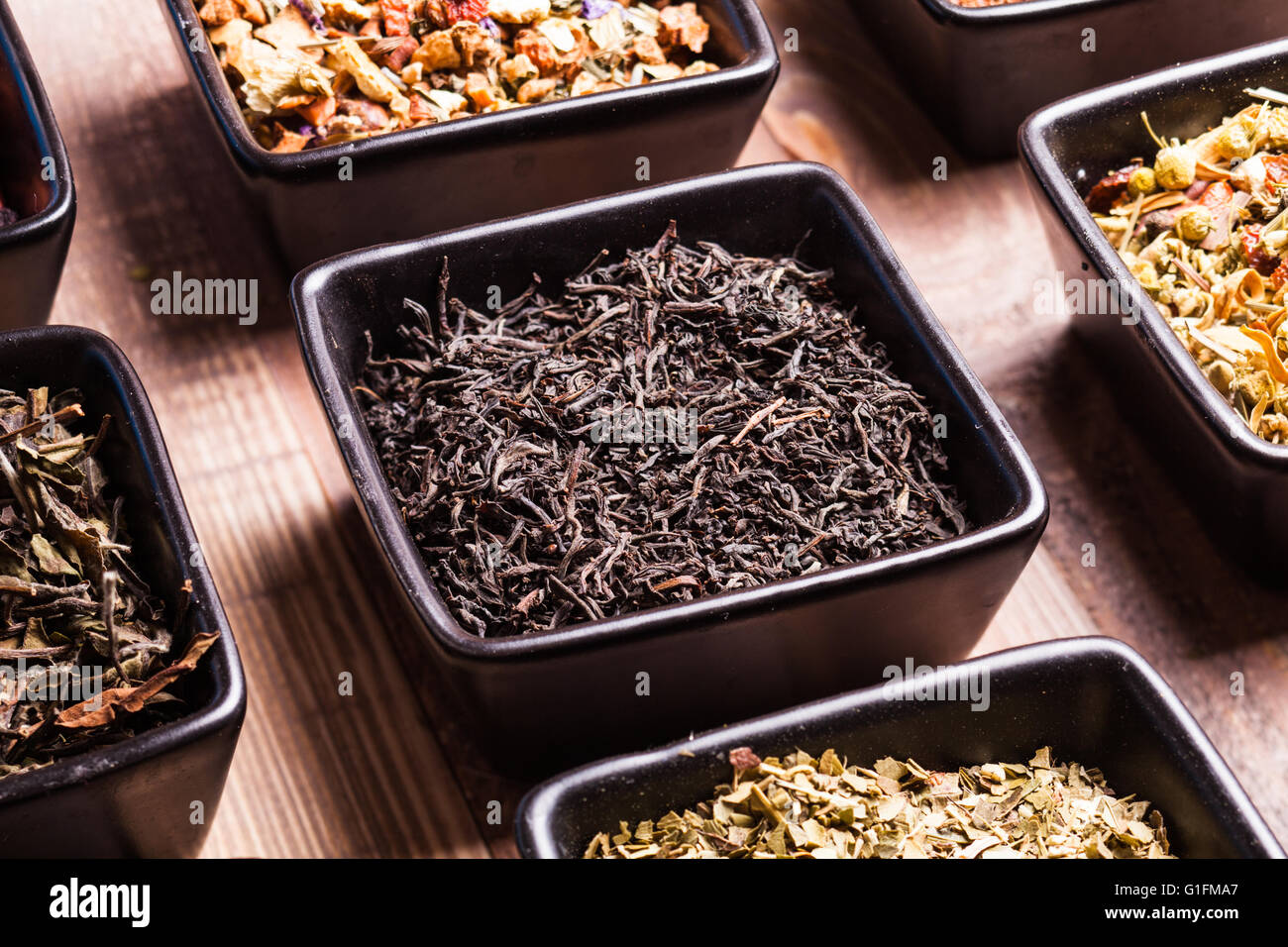 Various of tea in a box Stock Photo - Alamy