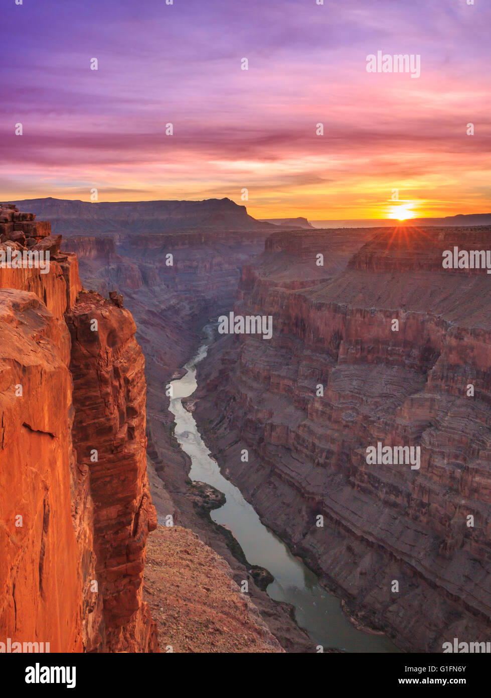 sunrise over the colorado river at toroweap overlook in grand canyon ...