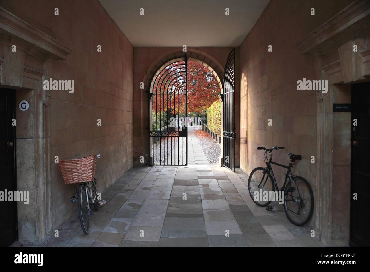 The rear entrance to Clare College, Cambridge, England, looking across ...
