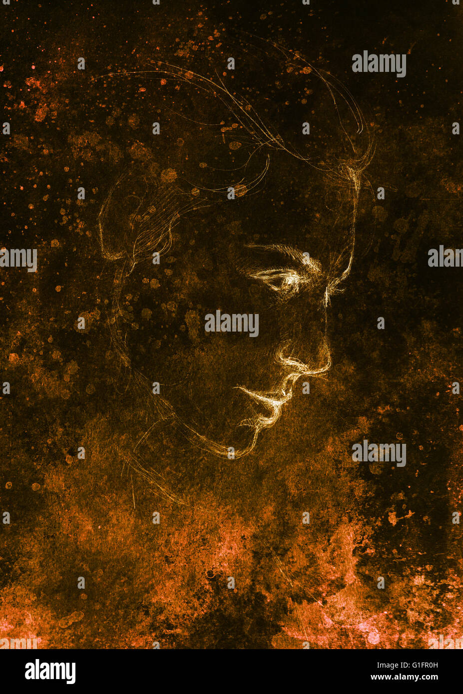 art drawing beautiful girl face and color background Stock Photo - Alamy