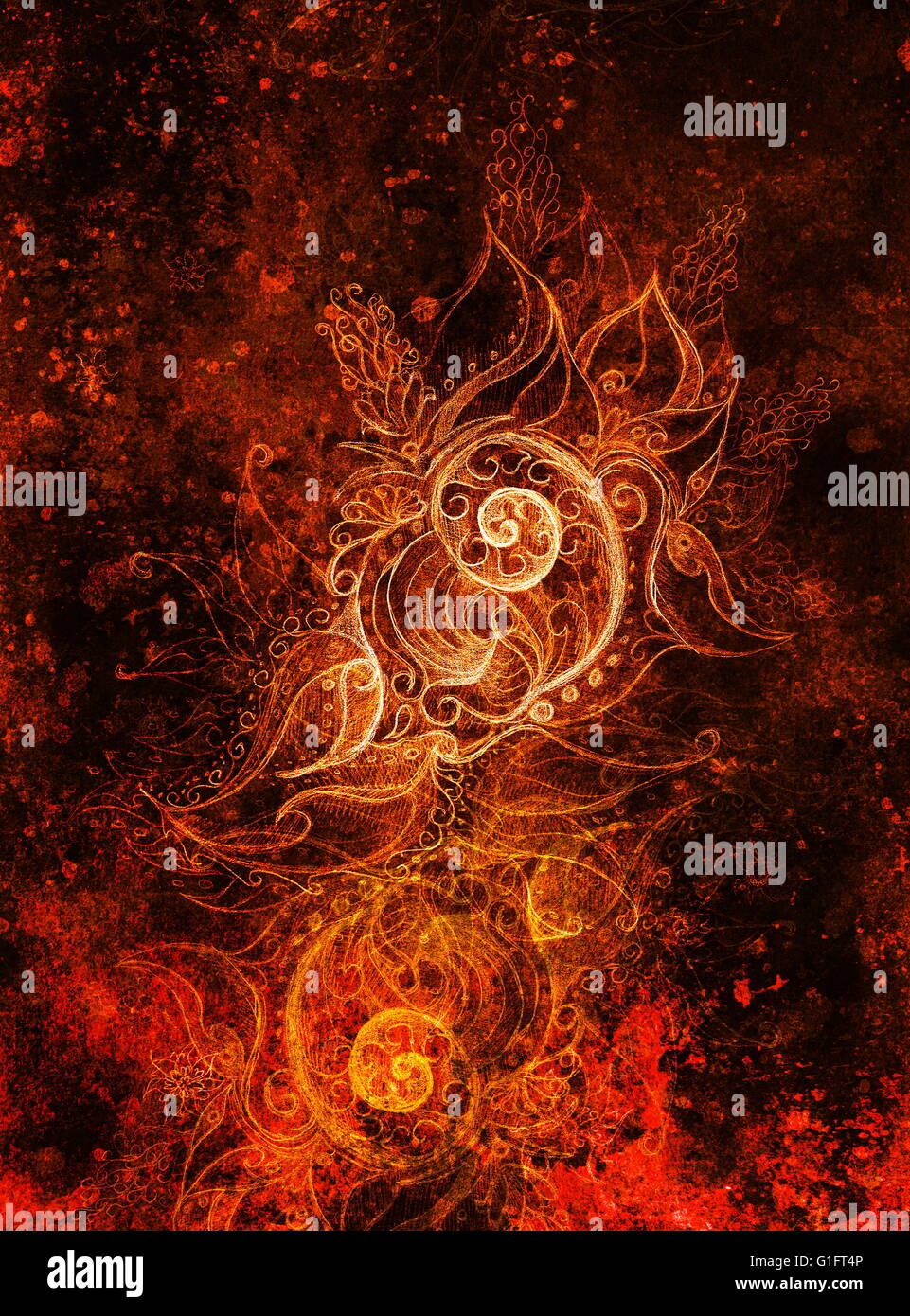 Ornamental Drawing. Original hand draw and computer collage. Color ...