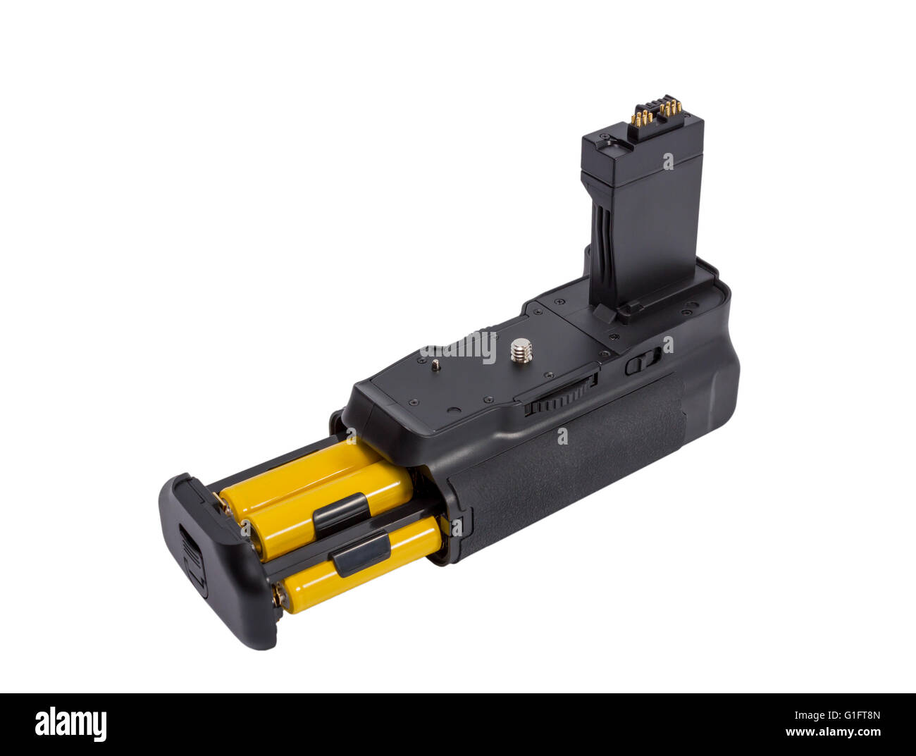 Battery grip for modern DSLR camera isolated on white background Stock ...