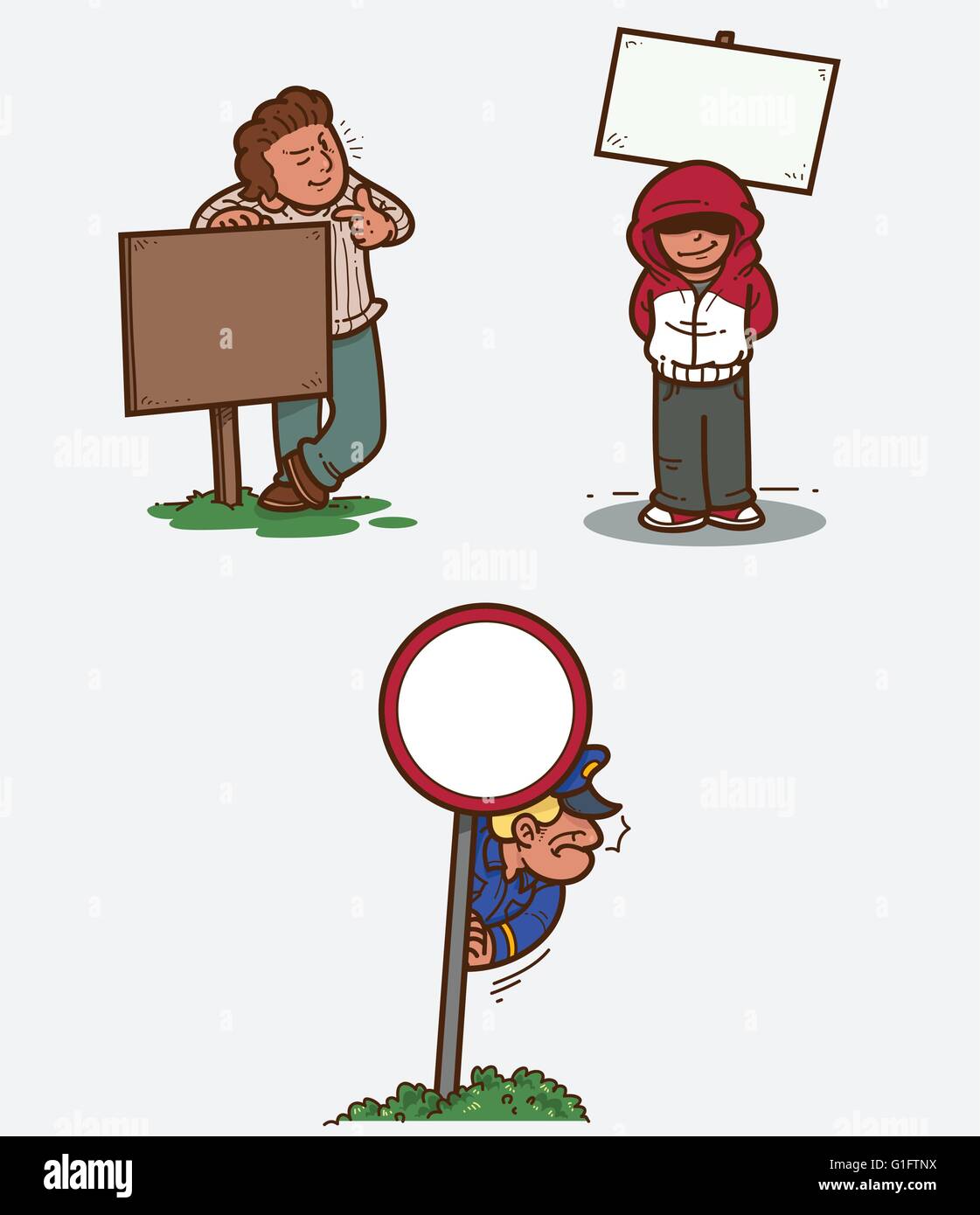 Vector illustration of man with sign board Stock Vector Image & Art - Alamy