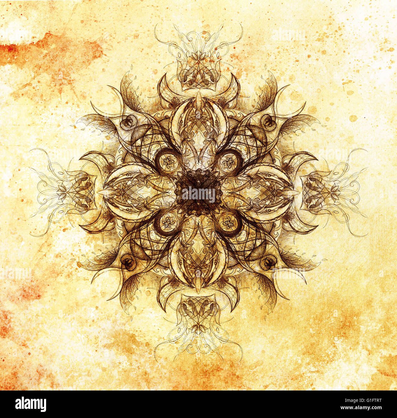 Ornamental mandala. Original hand draw and computer collage Stock Photo ...