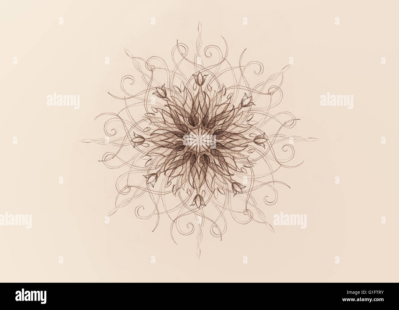 Ornamental mandala. Original hand draw and computer collage Stock Photo ...