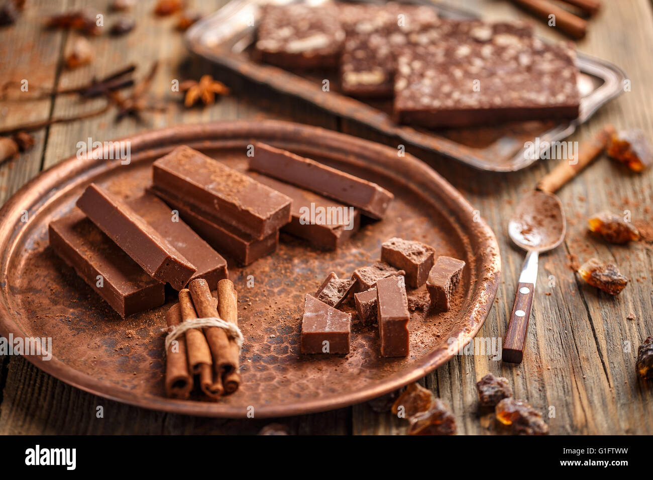 Still life of homemade chocolate bars Stock Photo - Alamy