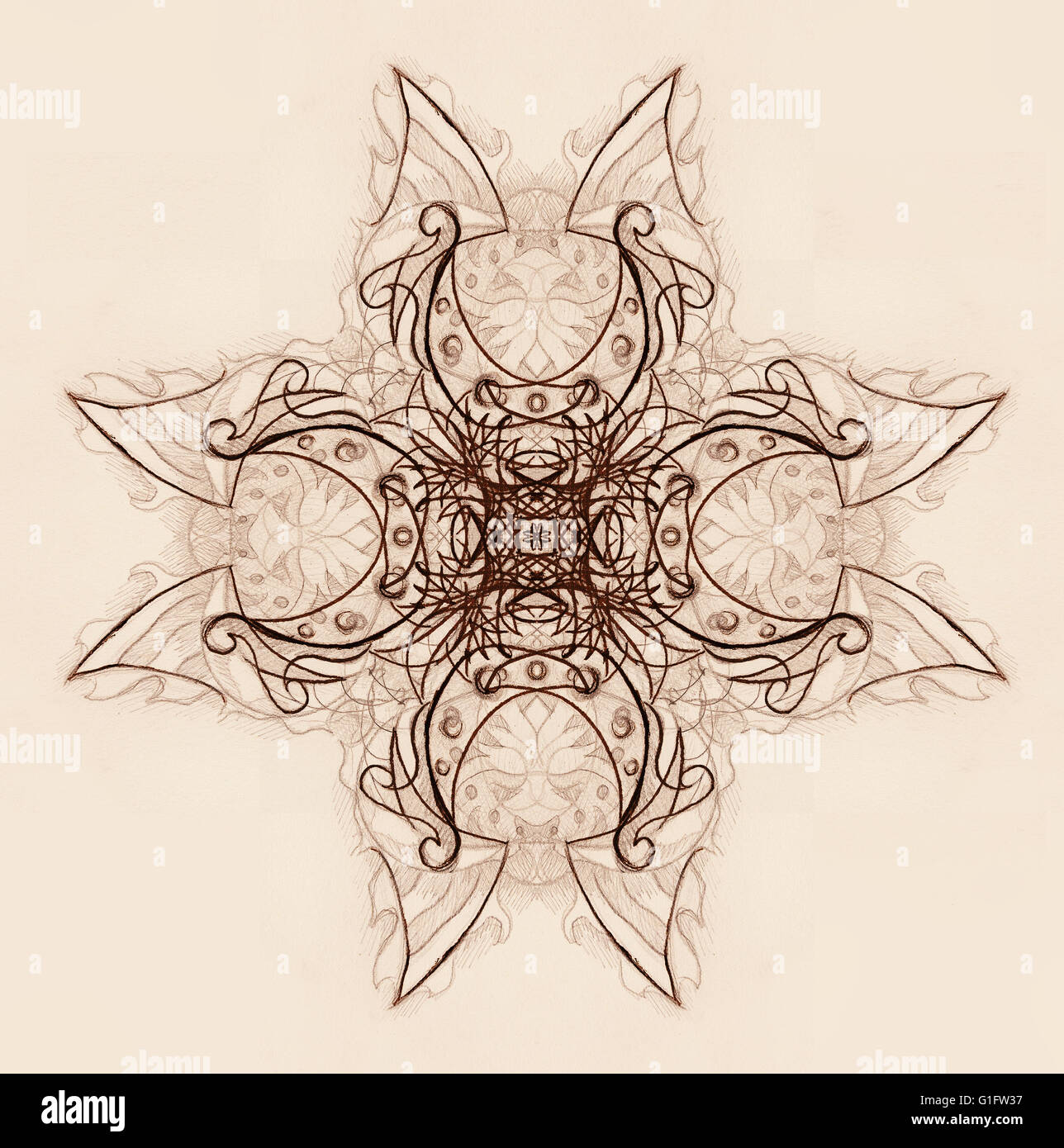 Ornamental mandala. Original hand draw and computer collage Stock Photo ...