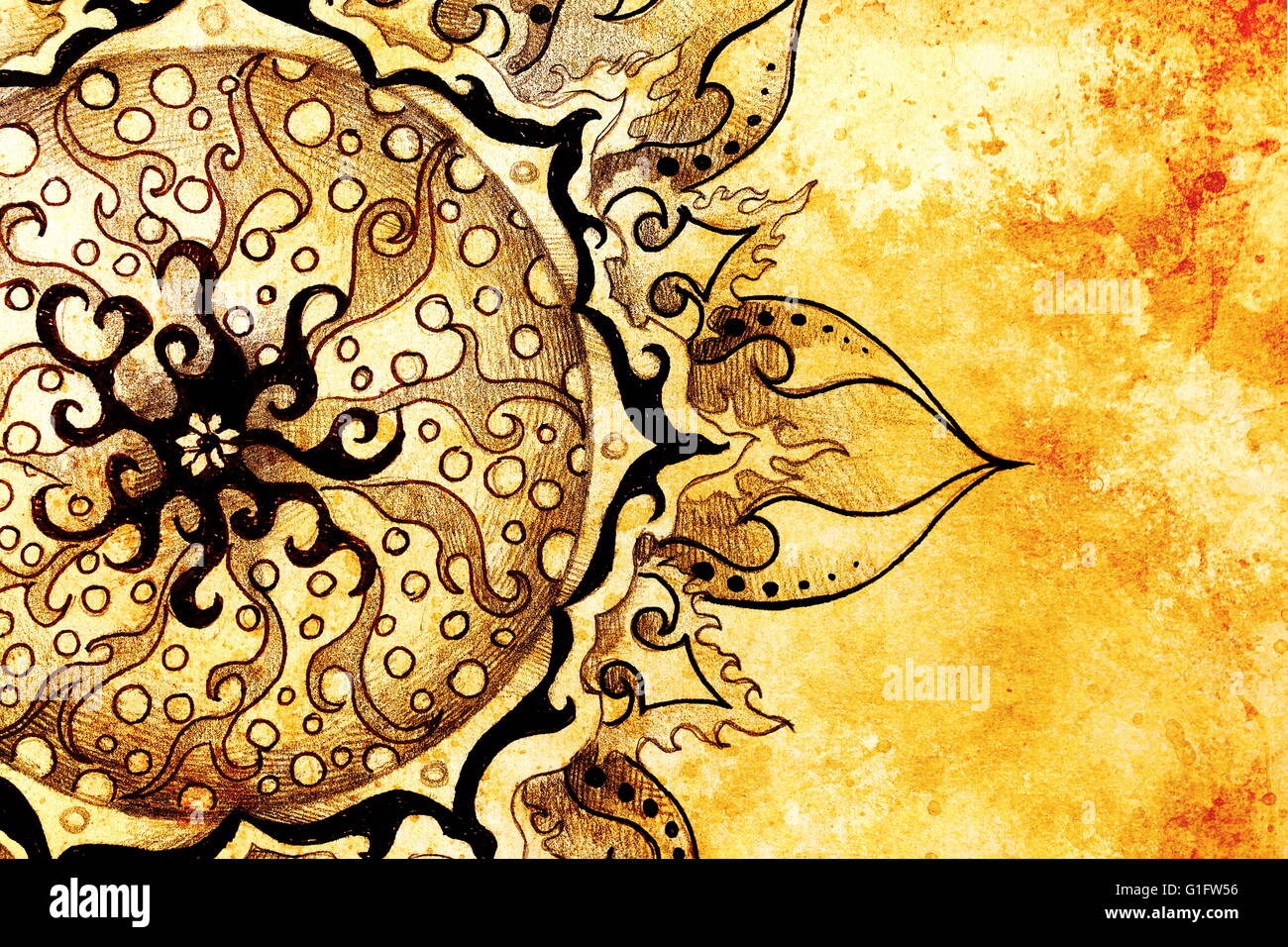 Ornamental mandala. Original hand draw and computer collage Stock Photo ...
