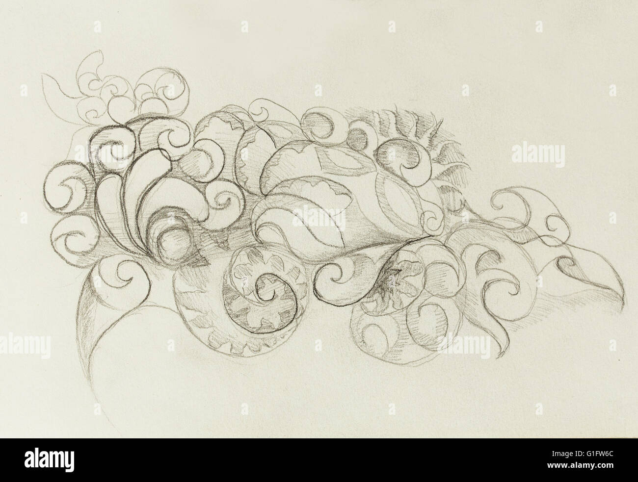 Ornamental Drawing. Original hand draw on paper Stock Photo - Alamy