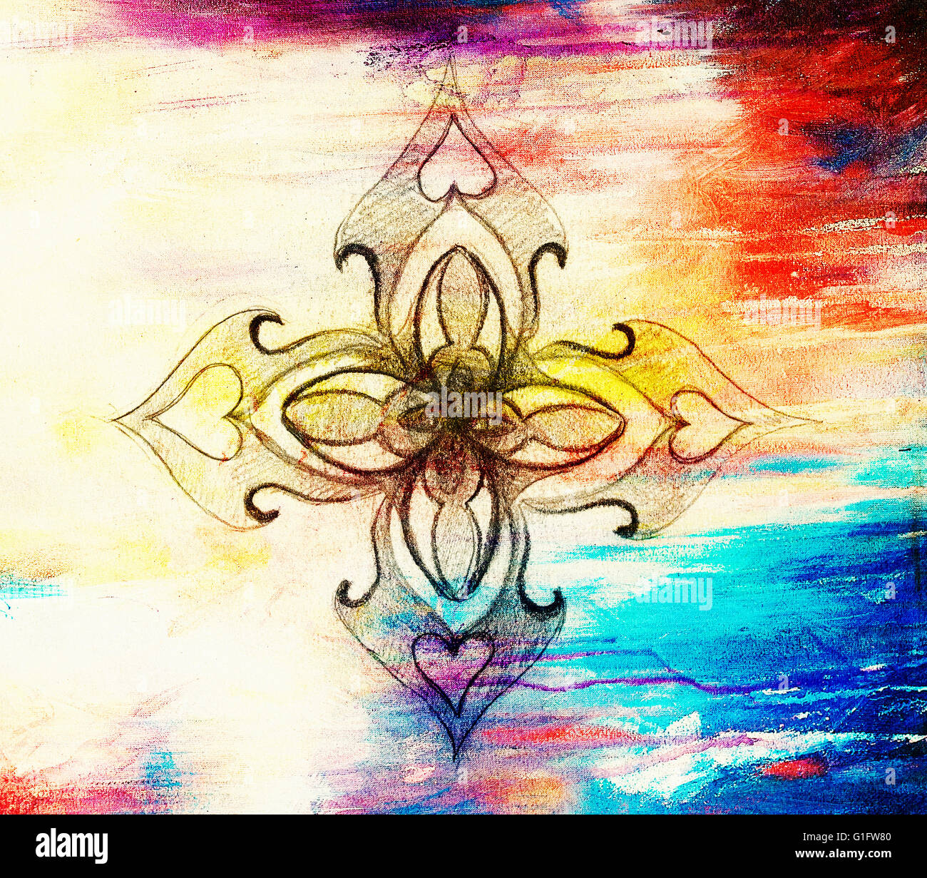 Ornamental mandala. Original hand draw and computer collage Stock Photo ...