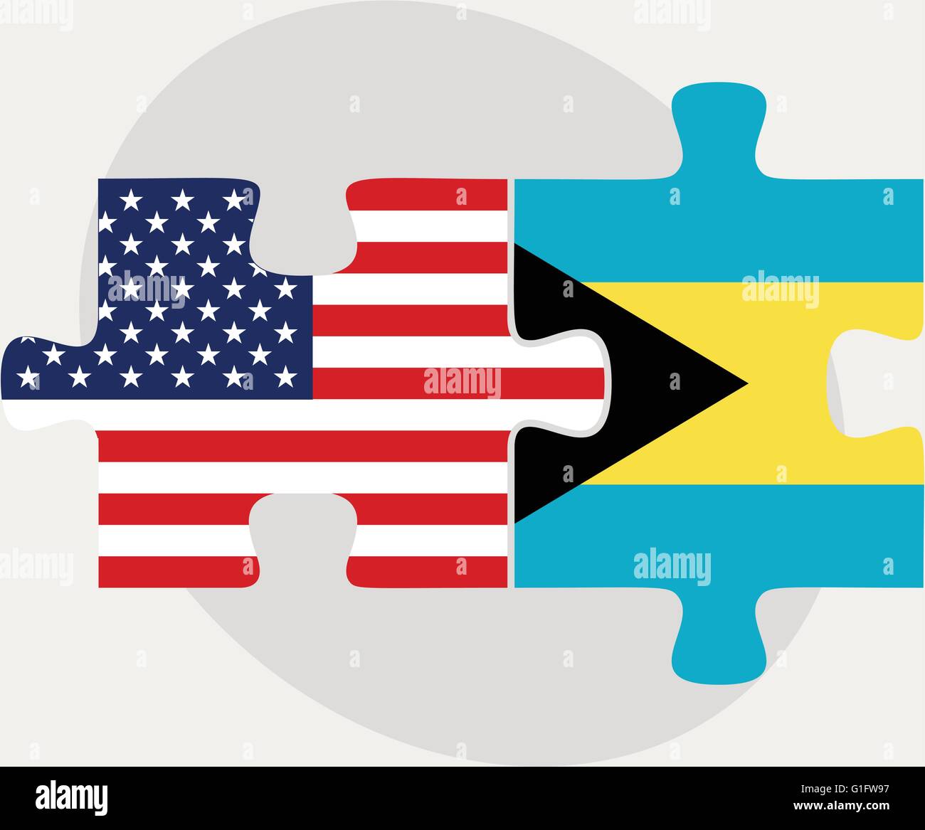 Vector Image - USA and Bahamas Flags in puzzle isolated on white ...