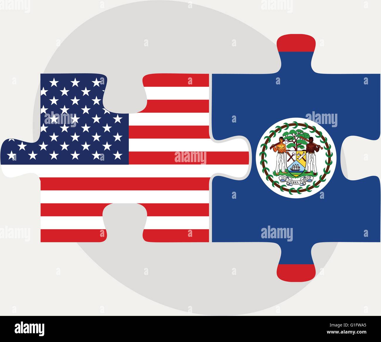 Vector Image - USA and Belize Flags in puzzle isolated on white ...