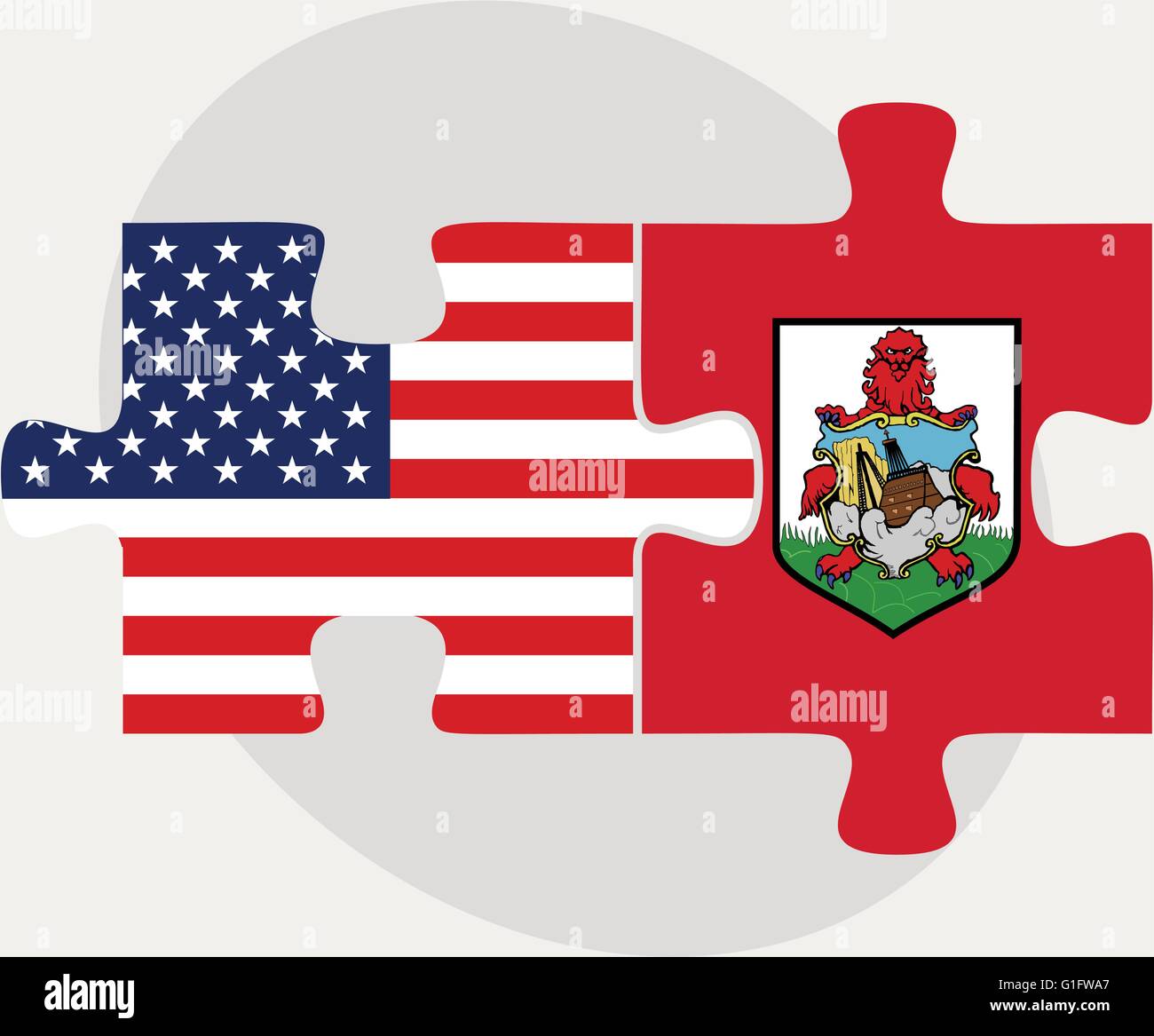 Vector Image - USA and Bermuda Flags in puzzle isolated on white ...