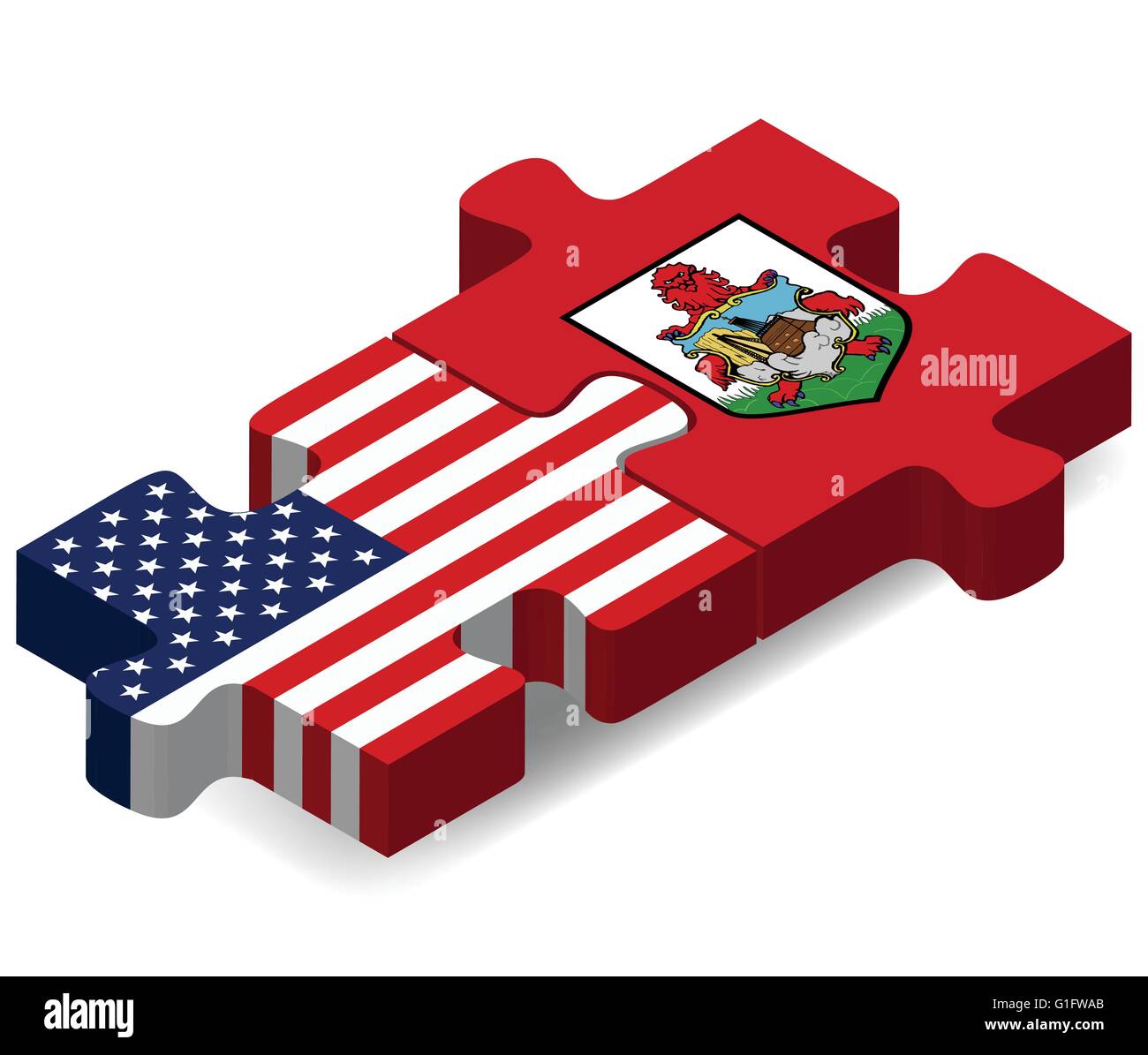 Vector Image - USA and Bermuda Flags in puzzle isolated on white ...