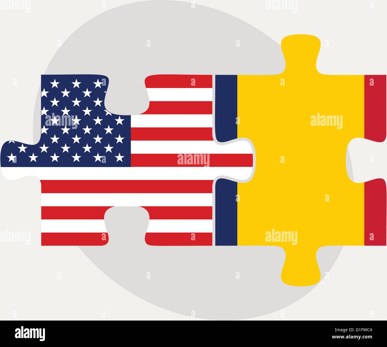 Vector Image - USA and Chad Flags in puzzle isolated on white ...