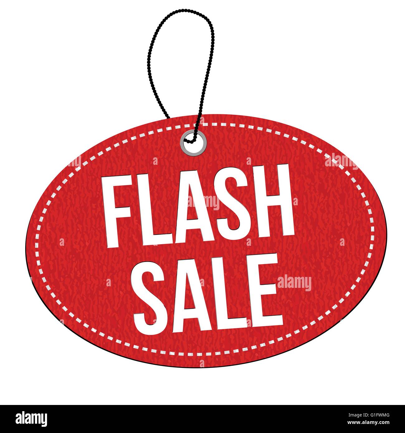 Flash sale red leather label or price tag on white background, vector ...