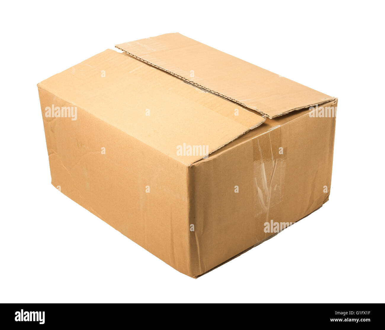 half-closed brown cardboard box for packing ,isolated on a white ...
