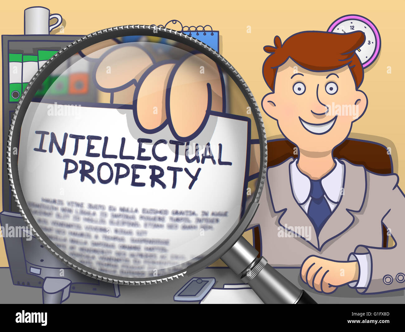 Intellectual Property through Lens. Doodle Concept Stock Photo - Alamy