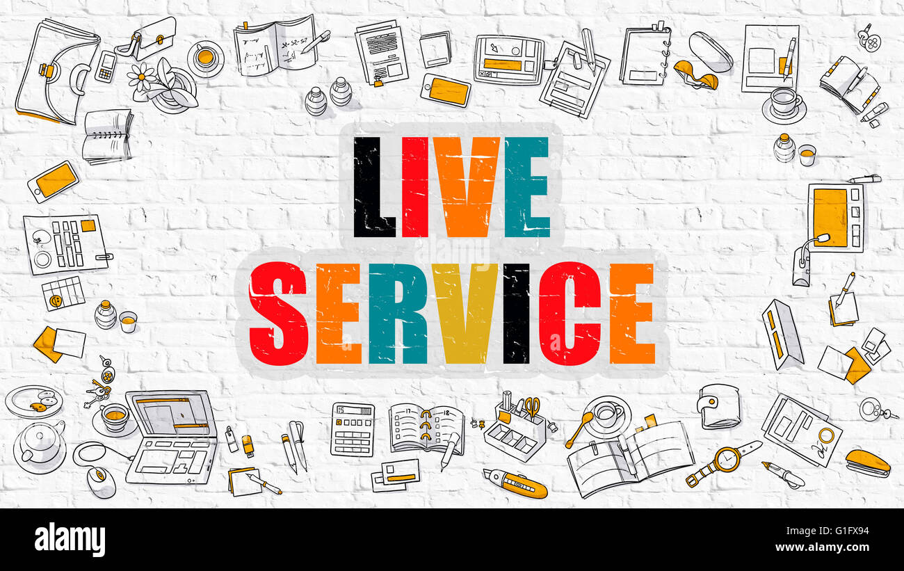 Live Service on White Brick Wall Stock Photo - Alamy