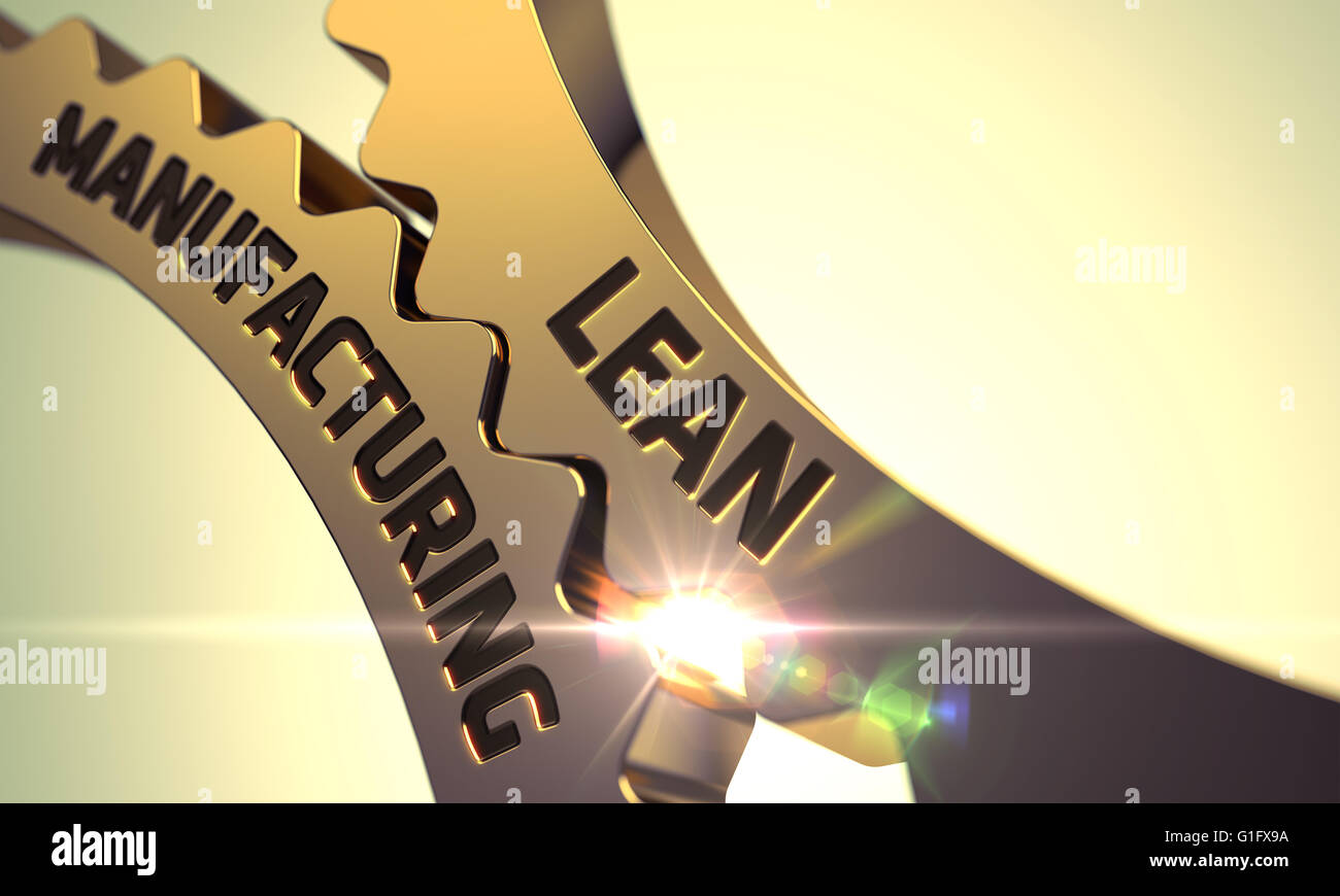 Lean Manufacturing on Golden Metallic Cogwheels Stock Photo - Alamy
