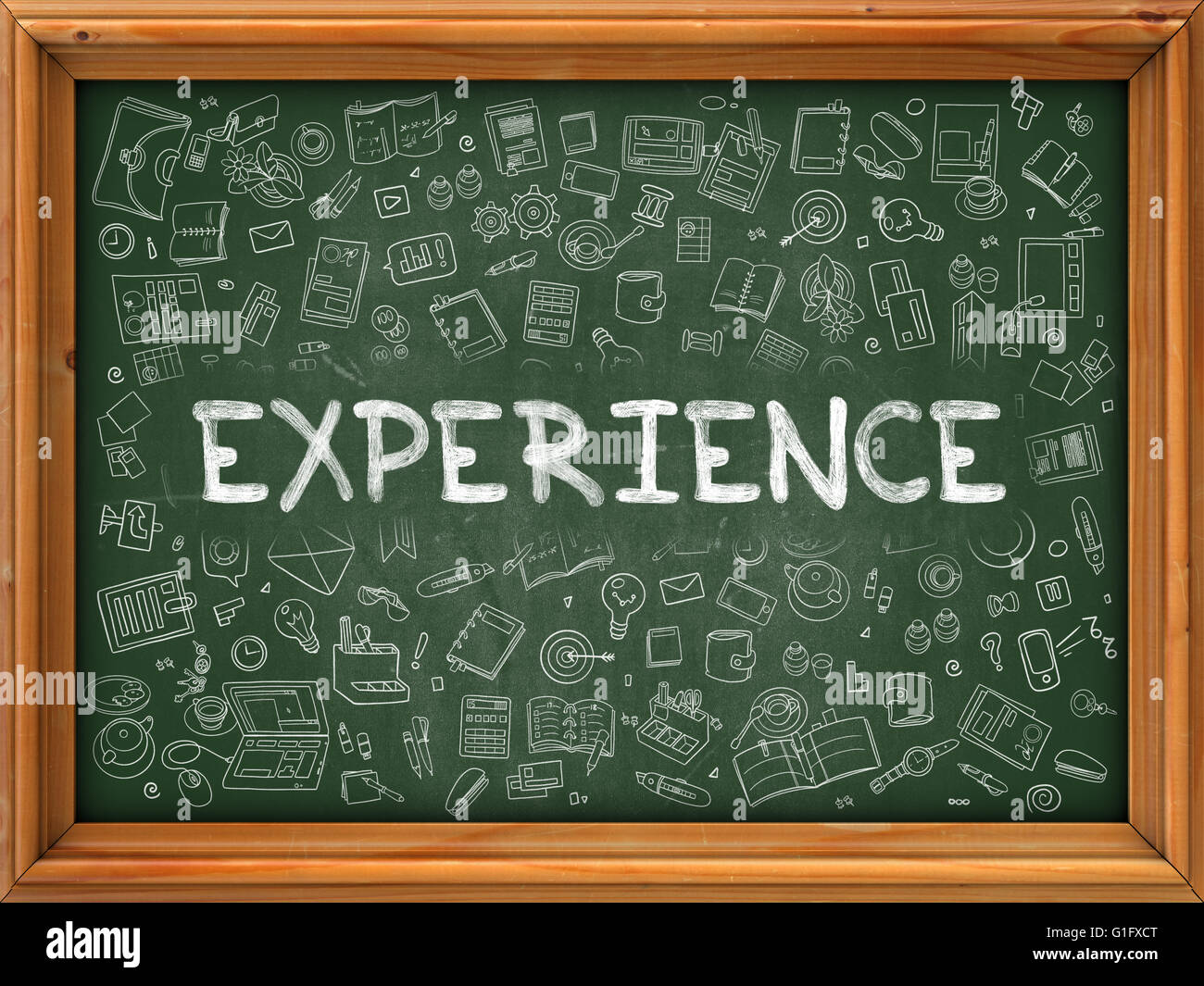 Green Chalkboard with Hand Drawn Experience Stock Photo - Alamy