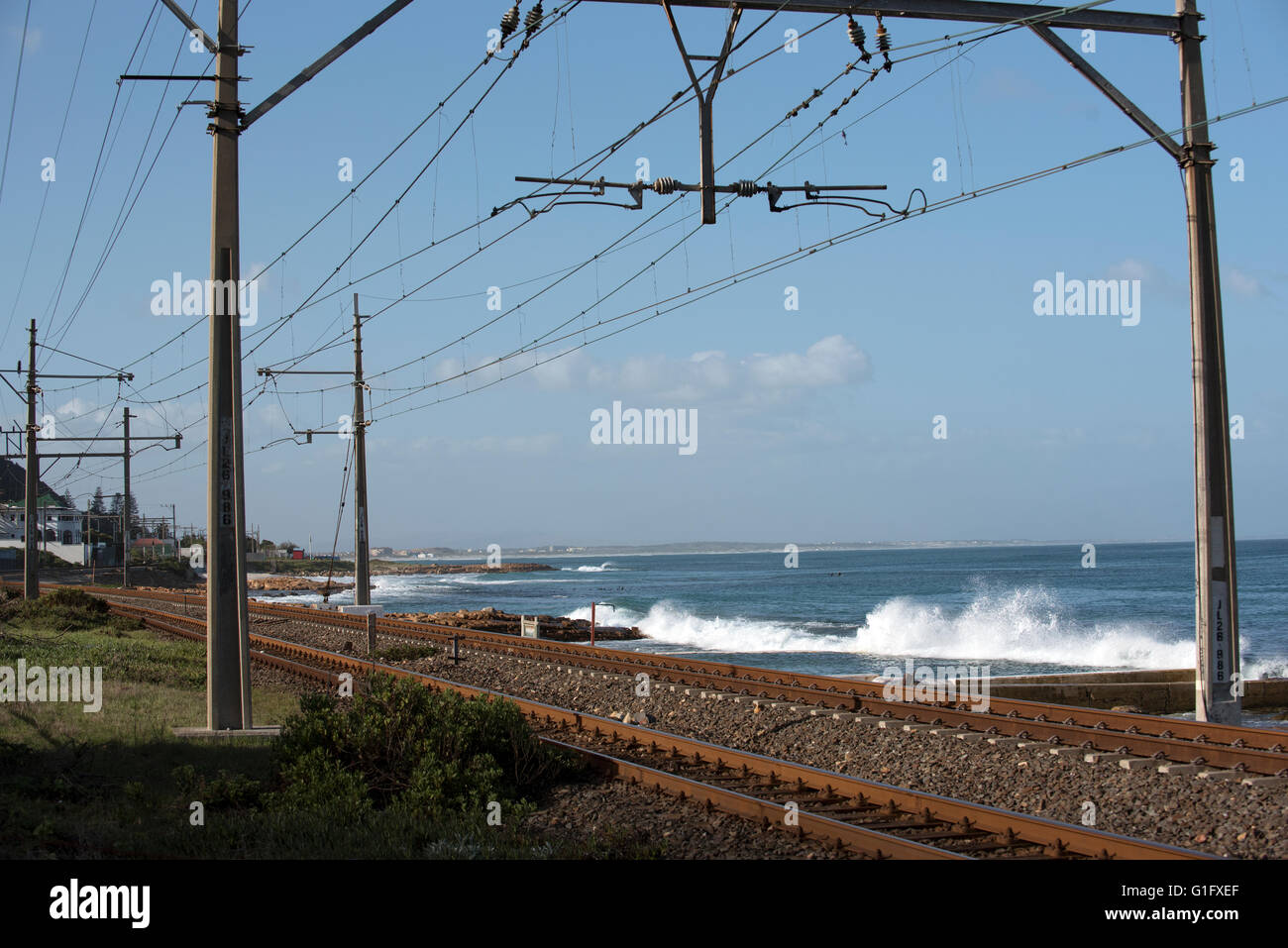 KALK BAY WESTERN CAPE SOUTH AFRICA . The coastal railway line between ...