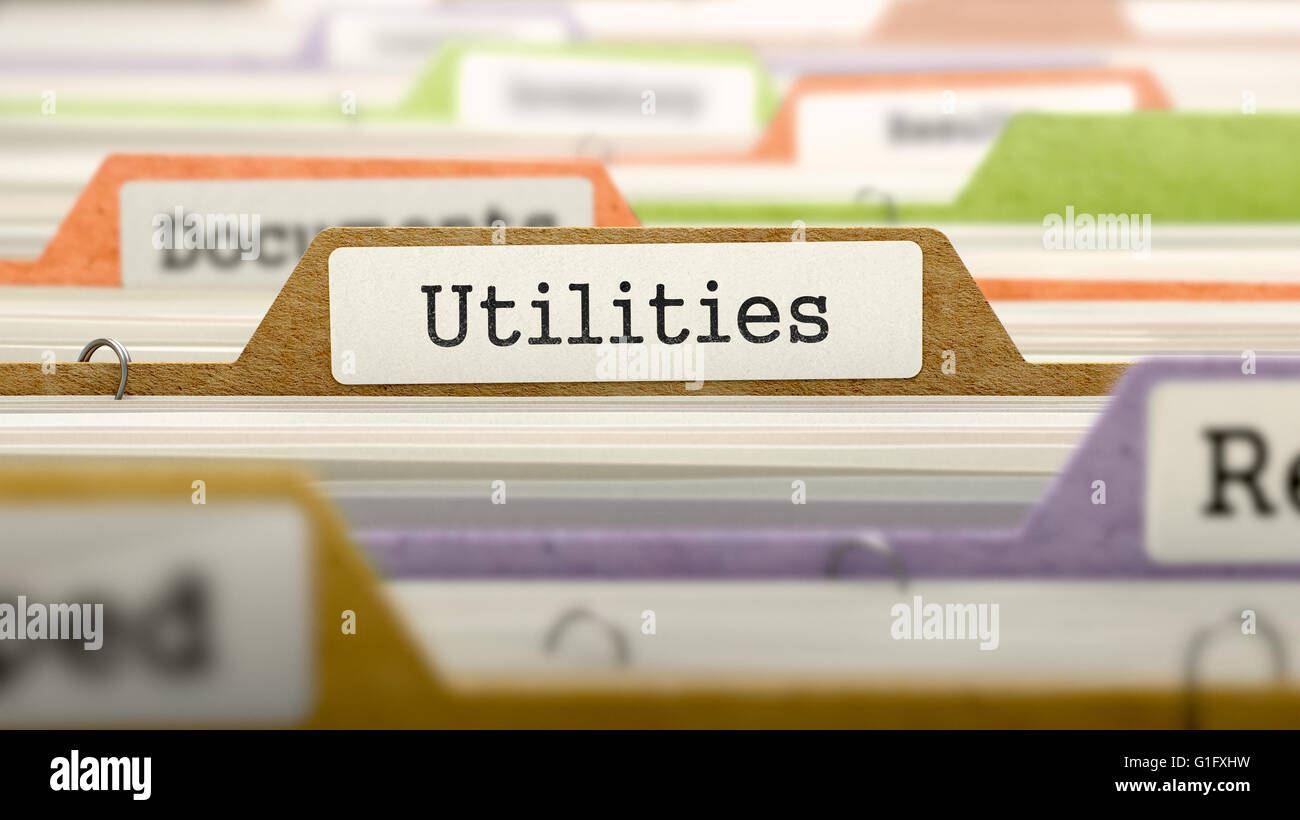 Utilities Concept. Folders in Catalog Stock Photo - Alamy