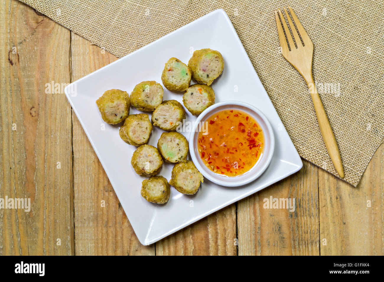 Deep Fried Chicken Roll, Thai food chinese style Stock Photo - Alamy