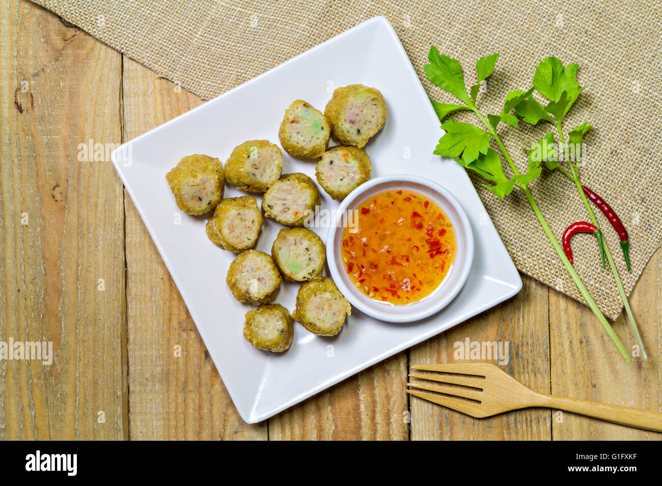 Deep Fried Chicken Roll, Thai food chinese style Stock Photo - Alamy