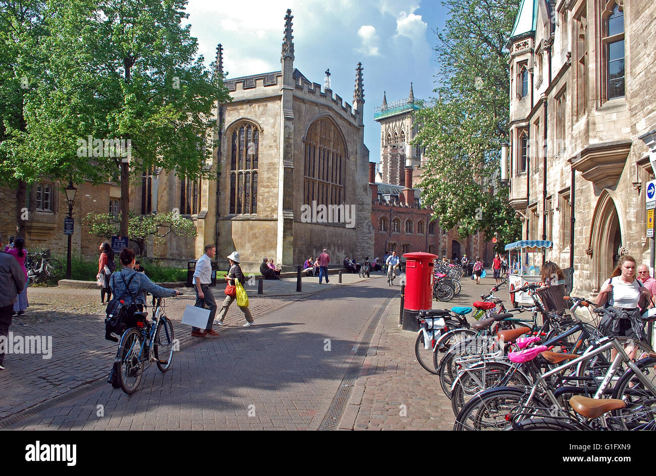 Bicycles Line The Street Outside Trinity College Cambridge University
