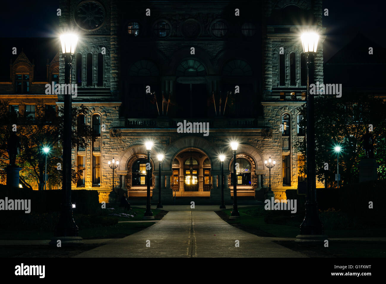 The Legislative Assembly of Ontario at night, at Queen's Park, in ...