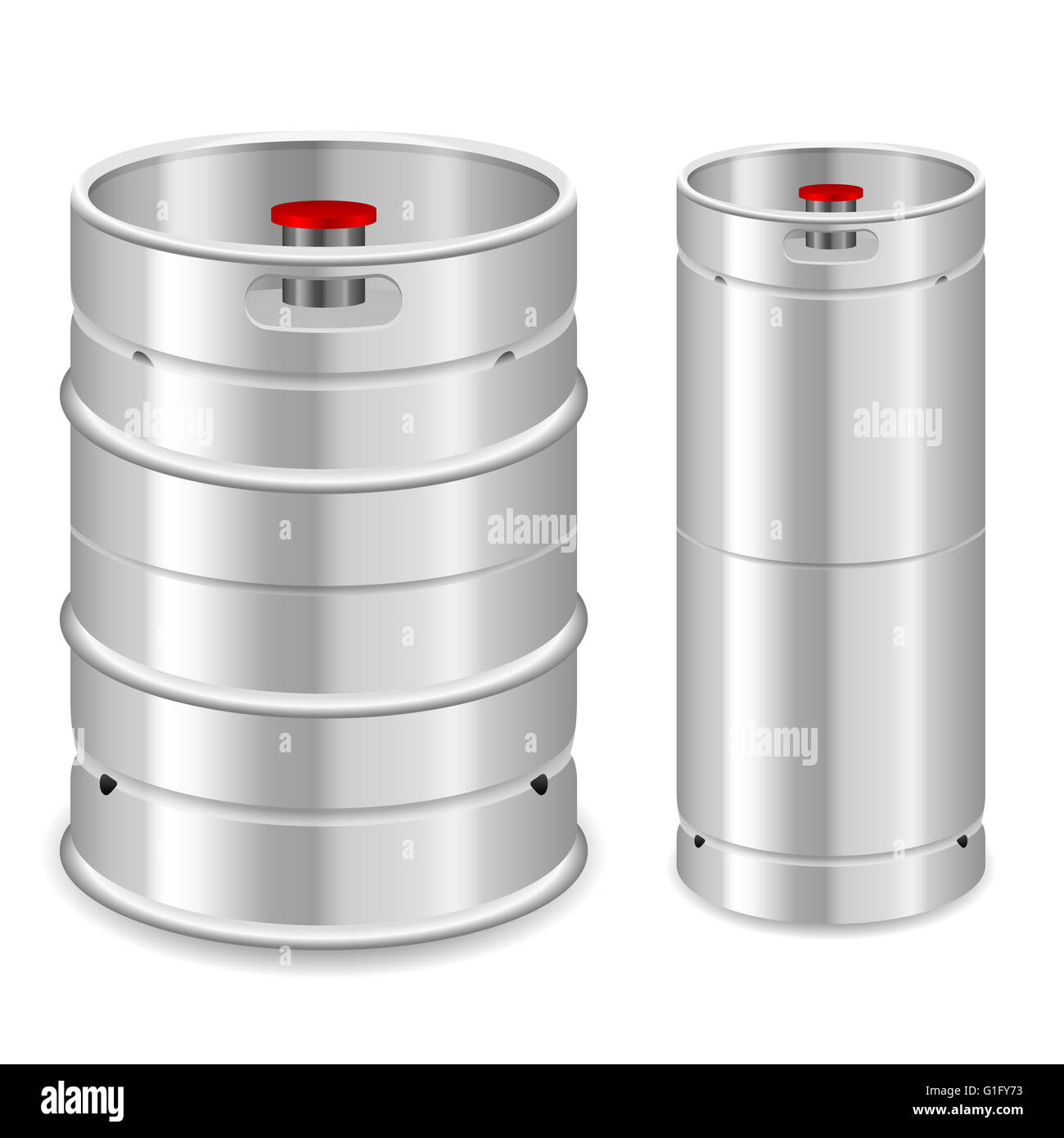 Beer keg set on a white background Stock Photo - Alamy