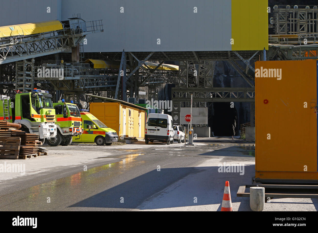 Fire trucks and ambulance and other safety equipment always ready at ...