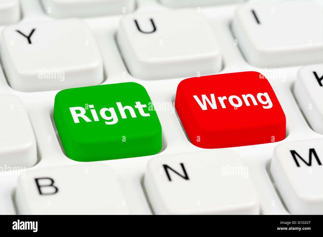 Right and Wrong buttons on a computer keyboard Stock Photo - Alamy