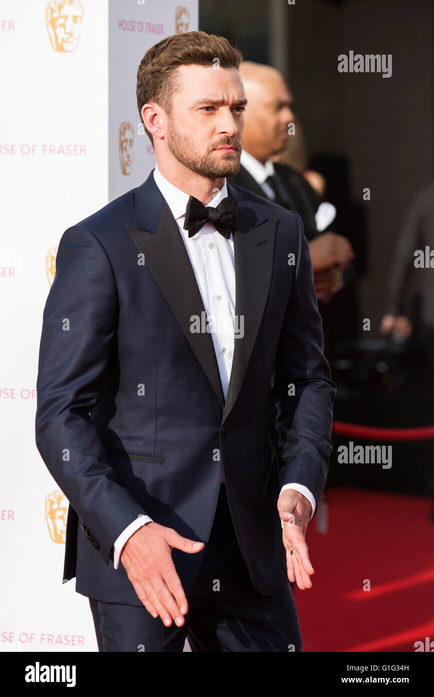 London, UK. 8 May 2016. Singer Justin Timberlake. Red carpet celebrity ...