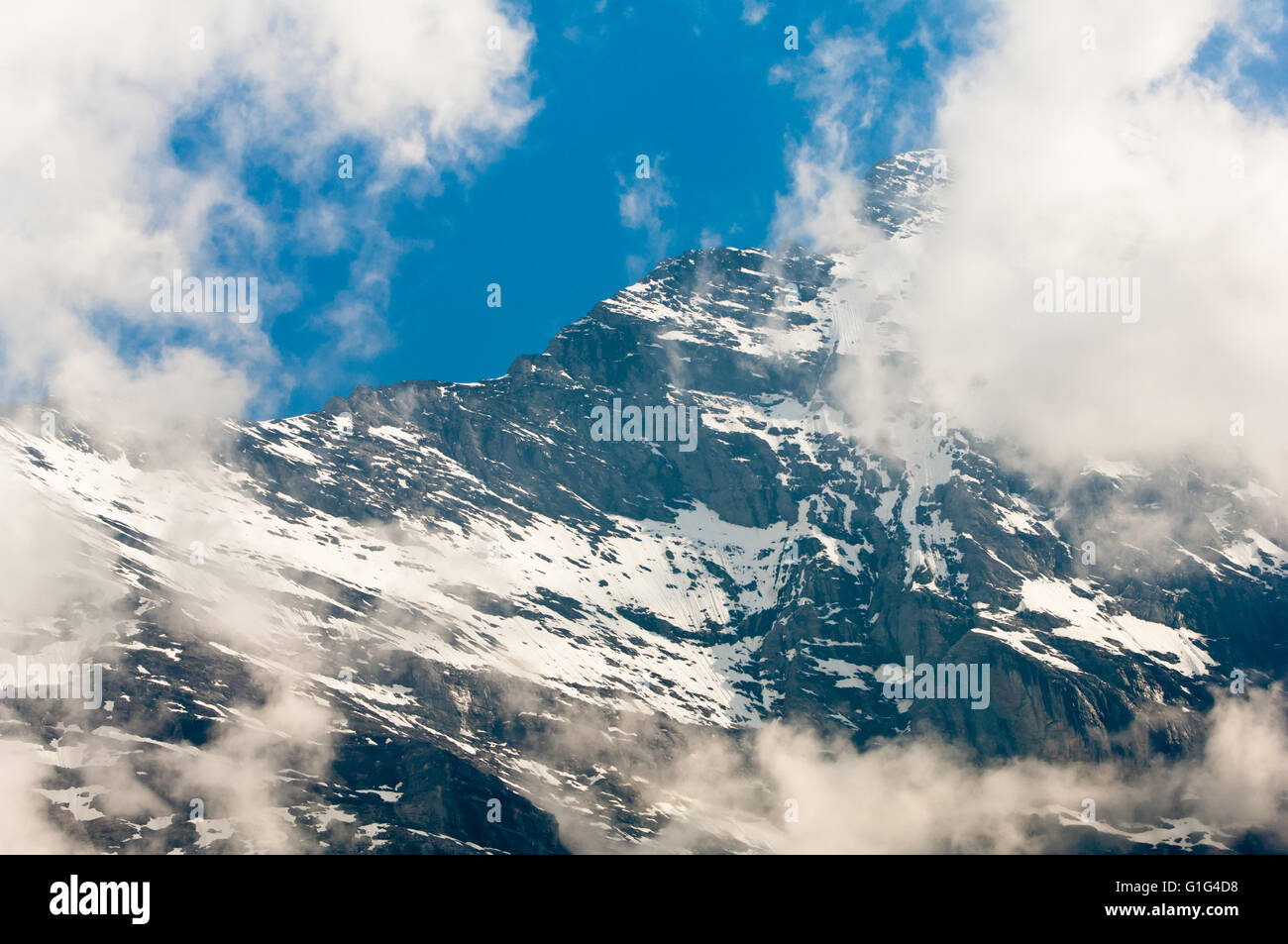 Swiss Alps - snow capped mountains and deep valleys, stunning view ...