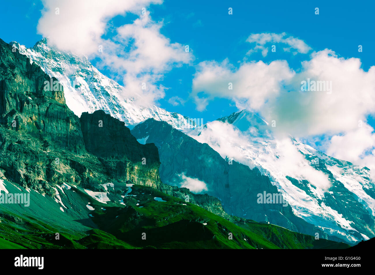 Summer in the Swiss mountains, Bernese Alps, Berner Oberland ...