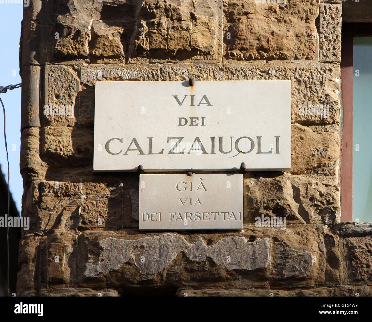 Old traditional road sign in Florence, Italy Stock Photo - Alamy