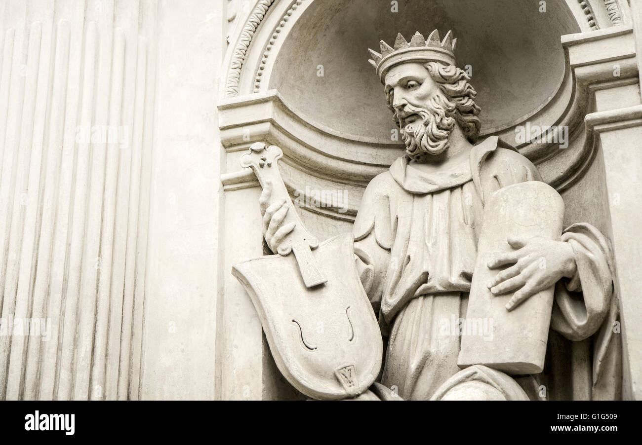 Classical white marble sculpture in Prague, Czech Republic Stock Photo ...