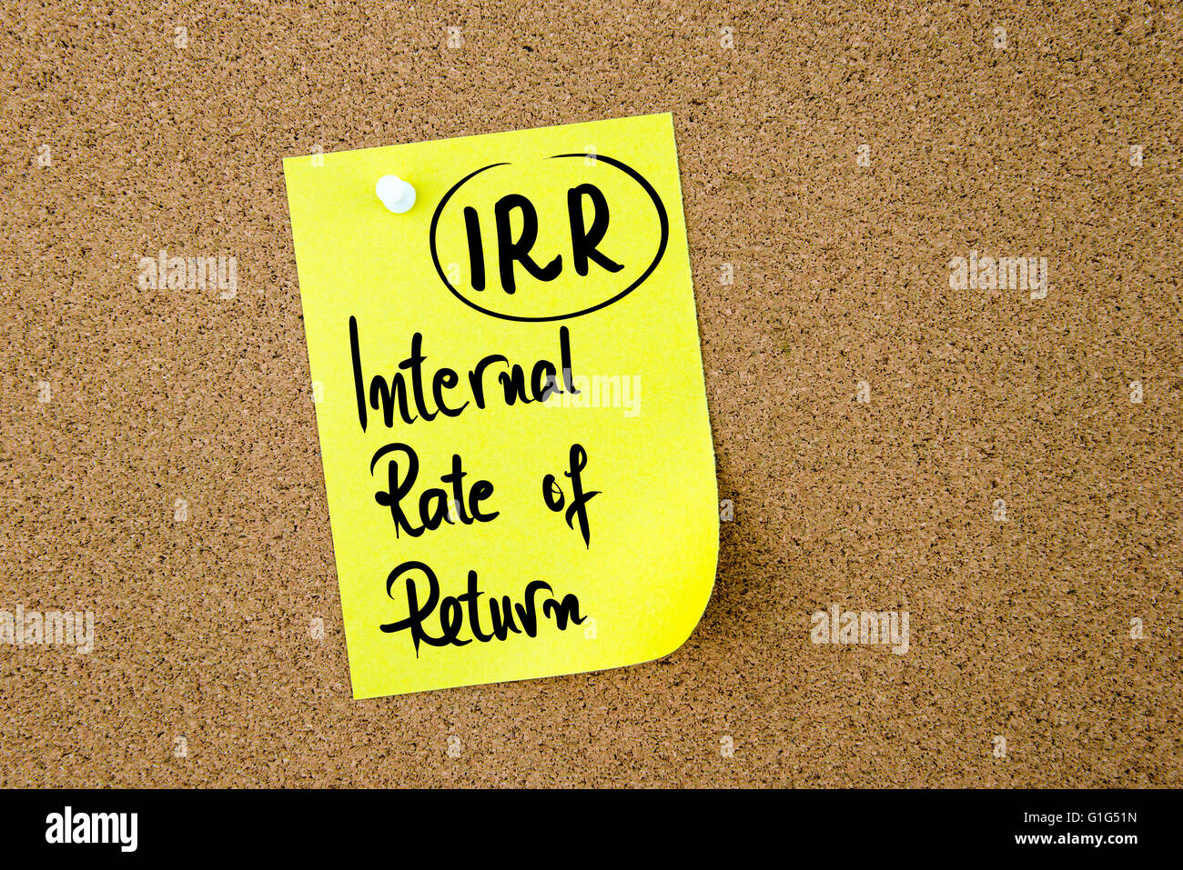 Business Acronym IRR Internal Rate Of Return written on yellow paper ...