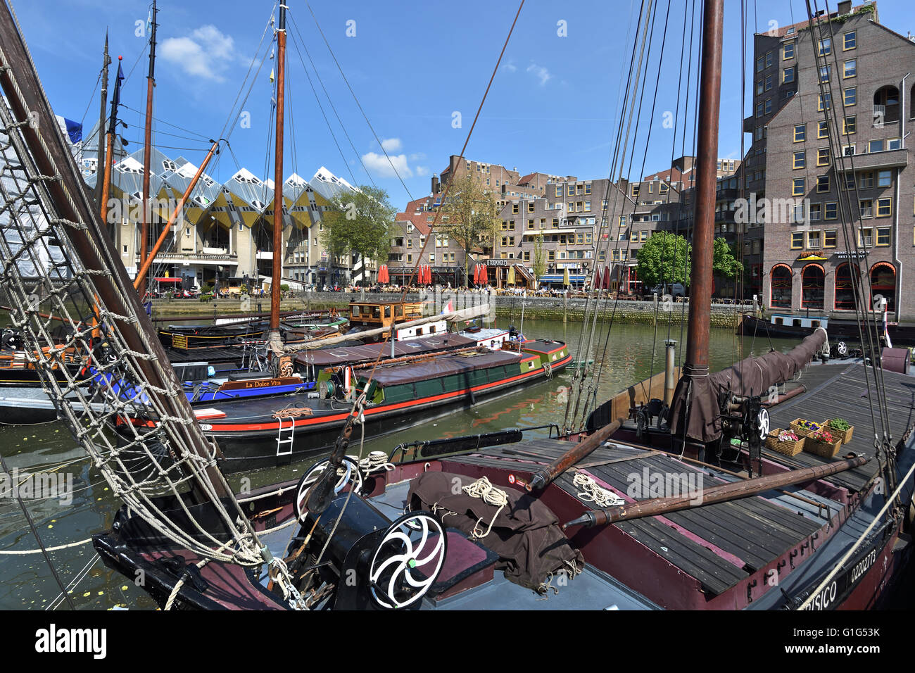 Oudehaven (Old Harbour) Rotterdam Netherlands( background Cube Houses ...