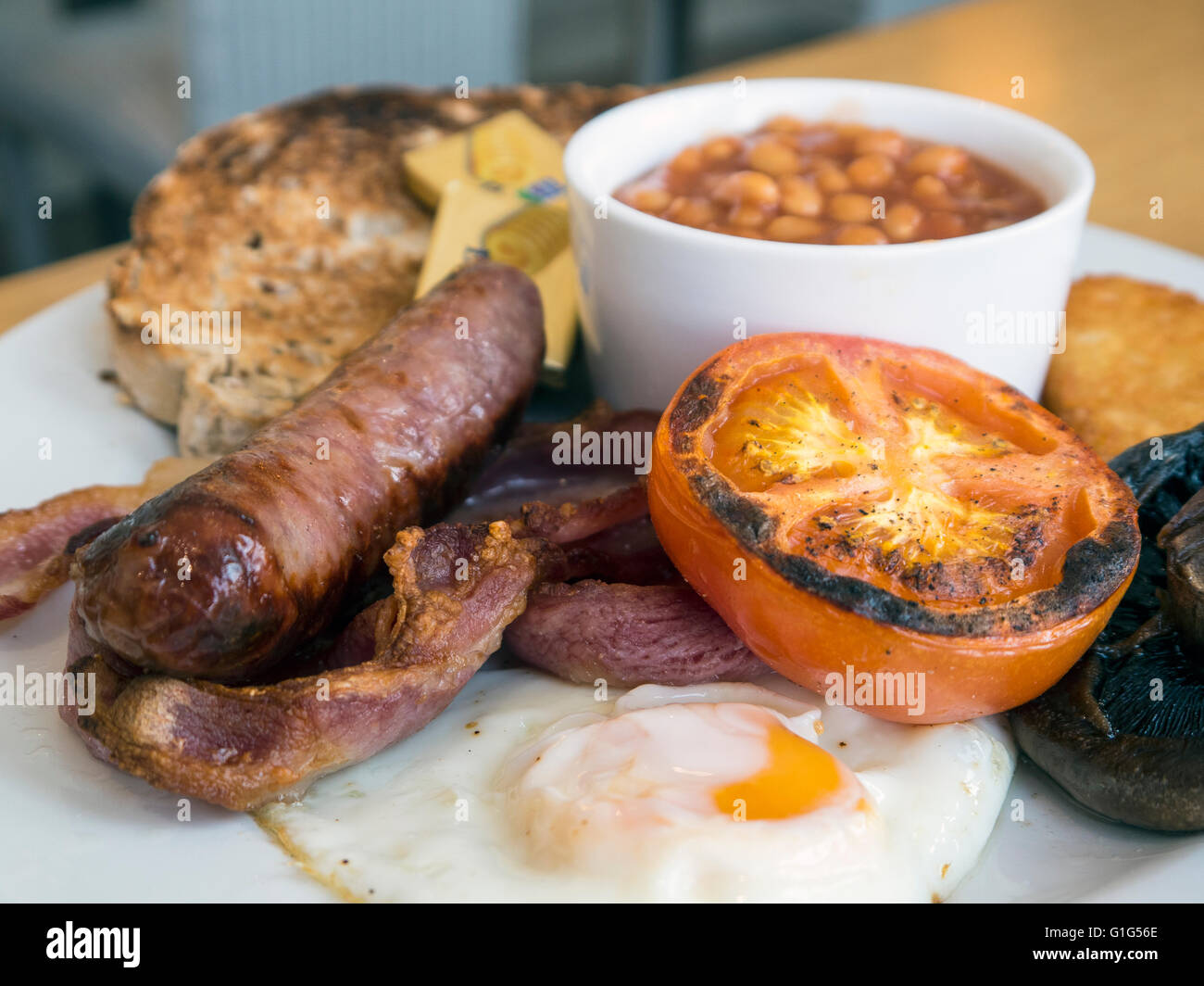 food egg bacon beans toast Stock Photo - Alamy