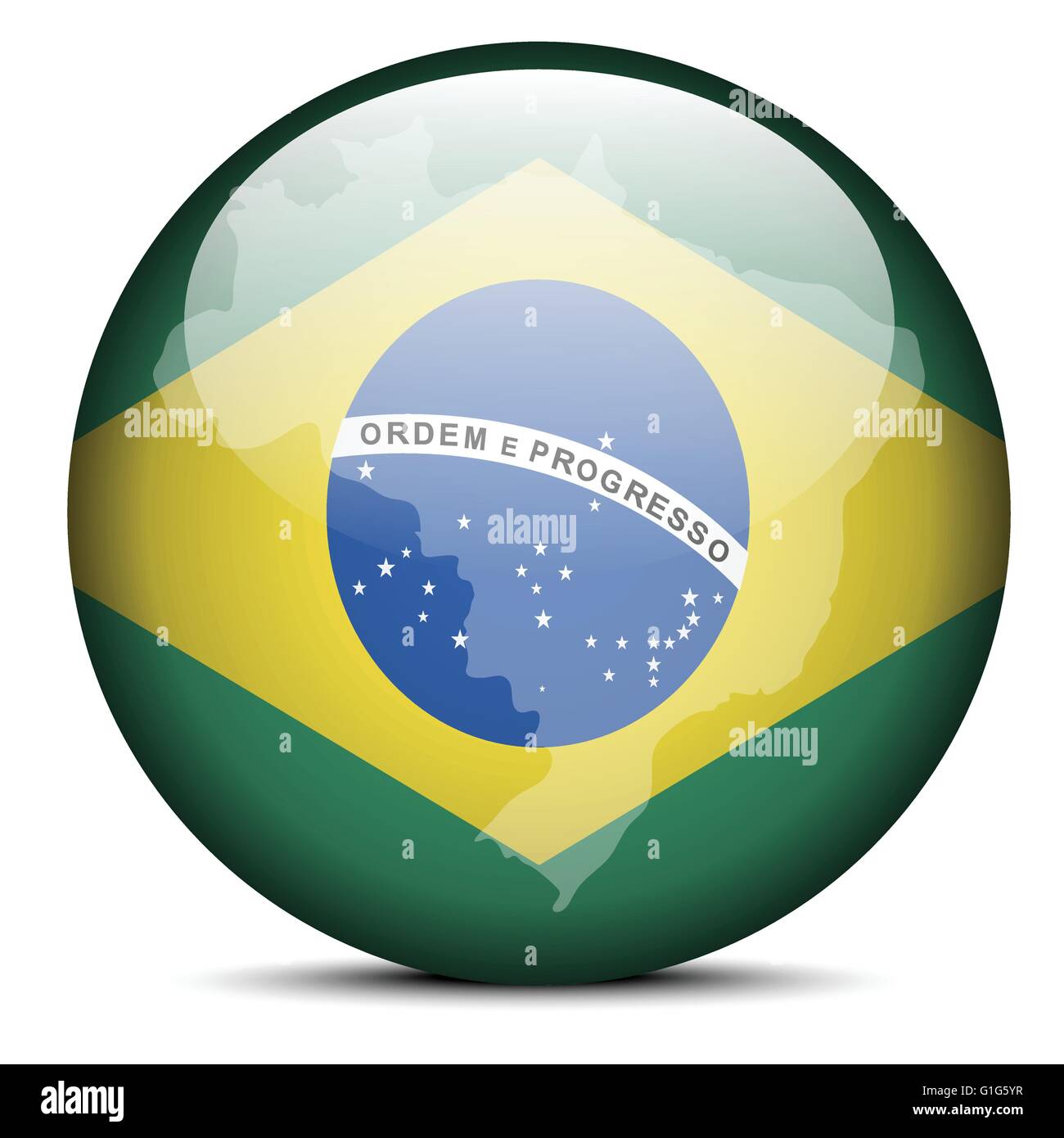 Vector Image - Map on flag button of Federative Republic of Brazil ...