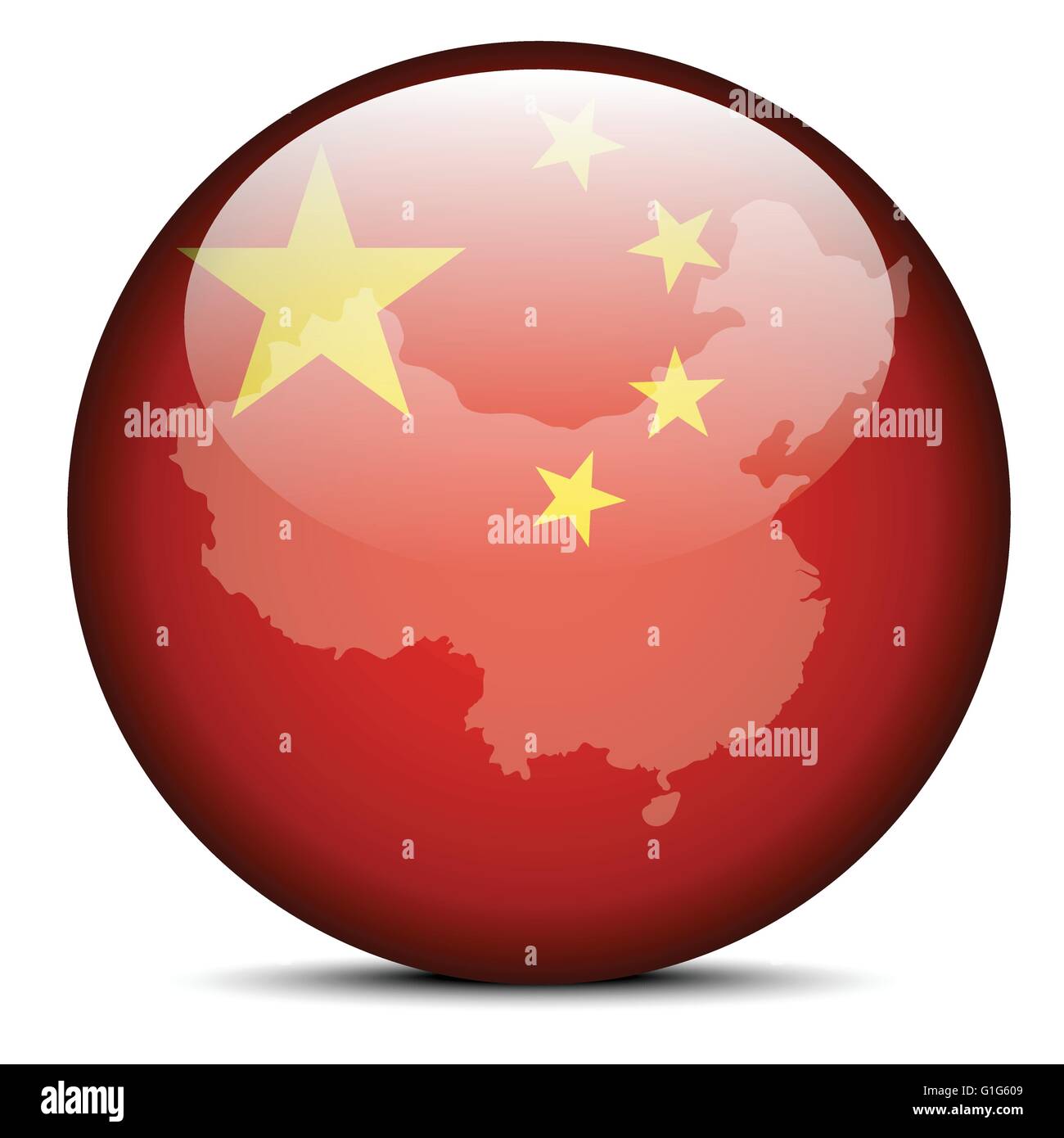 Vector Image - Map on flag button of People's Republic of China Stock ...